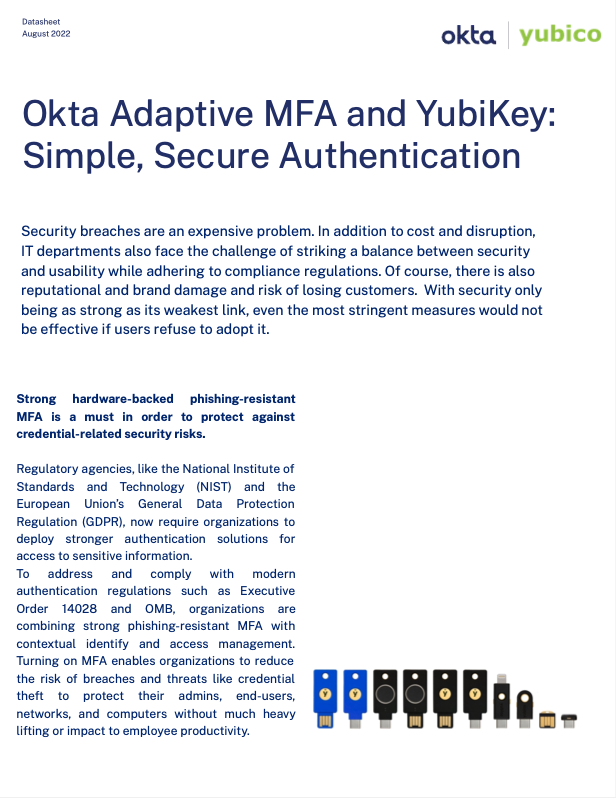 Okta Adaptive MFA and YubiKey: Simple, Secure Authentication | Okta